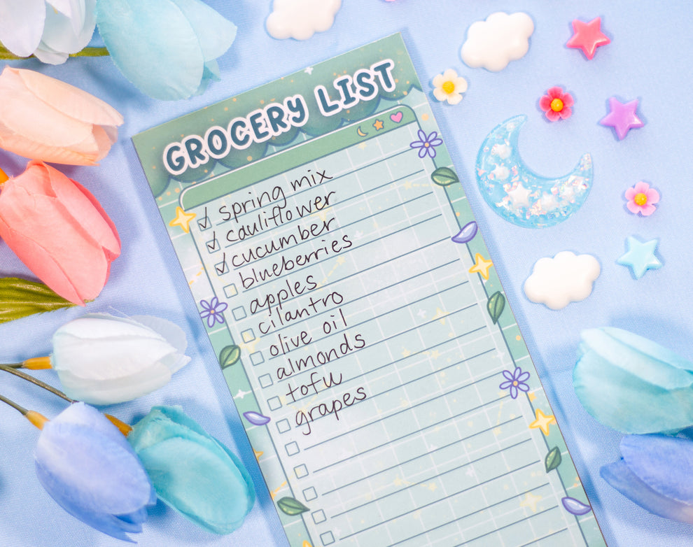 Botanical Bliss Grocery List Notepad – Unicorn Eclipse
