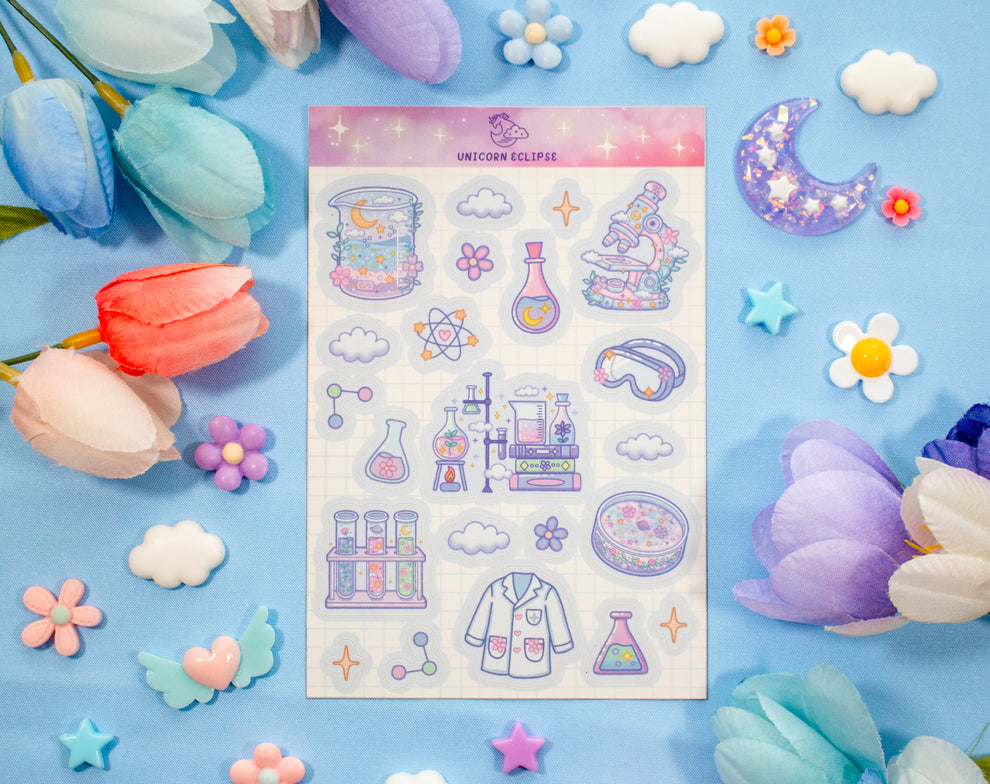 Curious Chemistry Sticker Sheet – Unicorn Eclipse