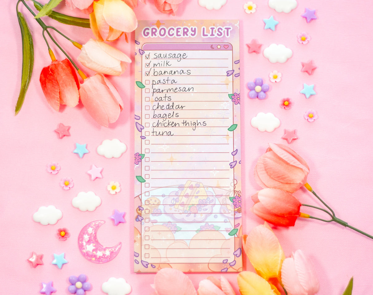 Cafe Quest Grocery List Notepad – Unicorn Eclipse