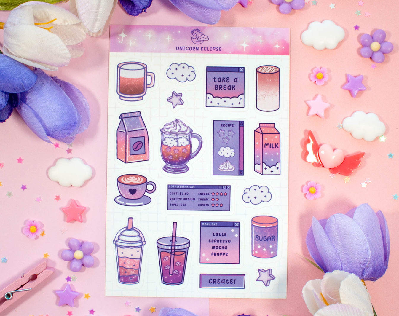 Coffee Shop Sticker Sheet – Unicorn Eclipse