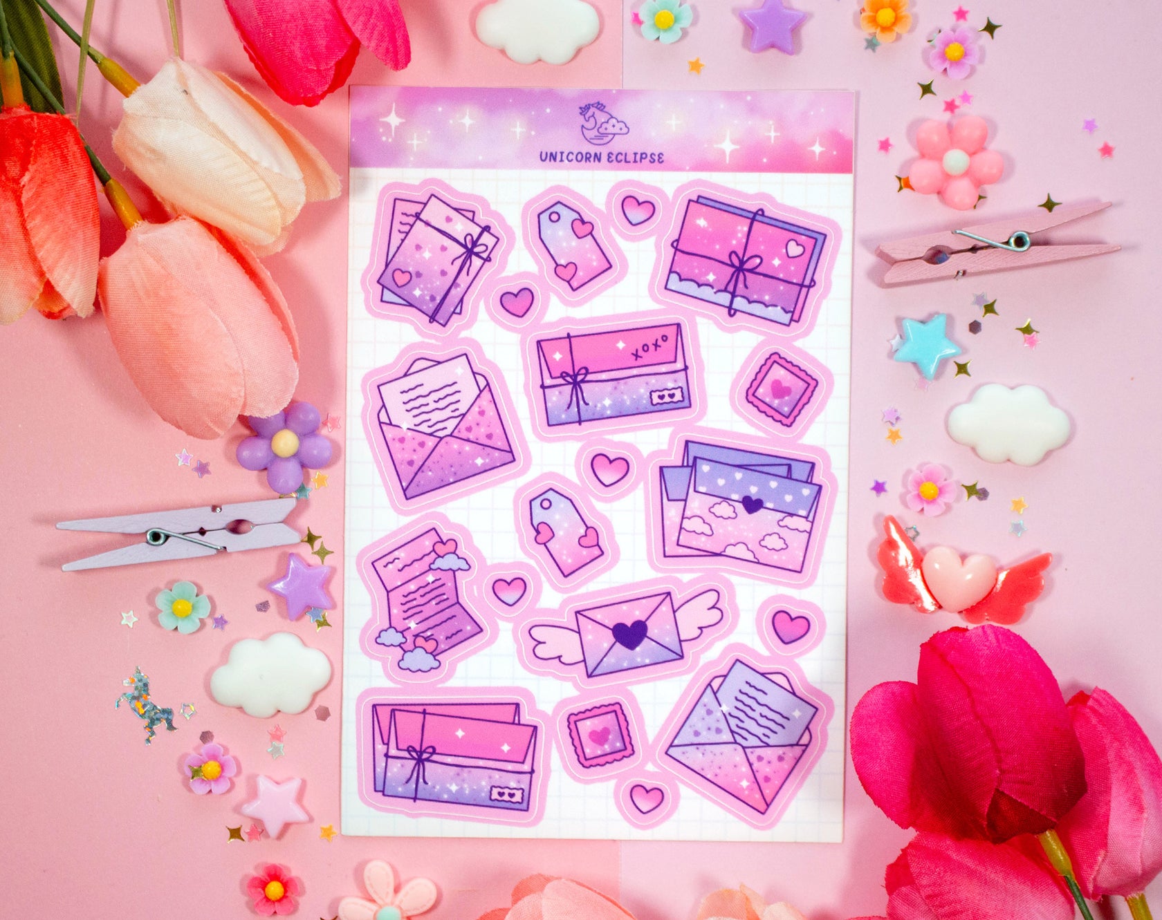 Love Letters Sticker Sheet – Unicorn Eclipse