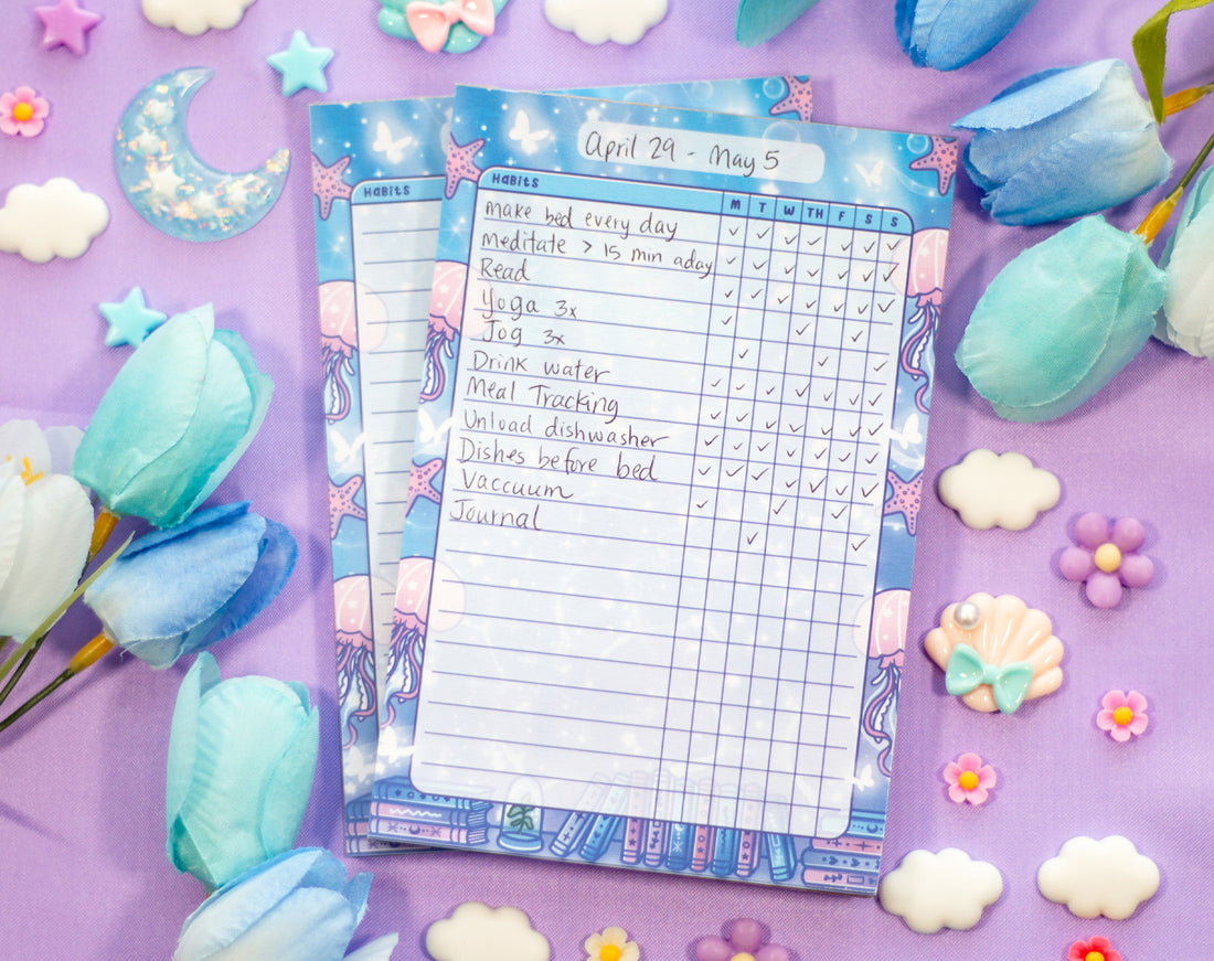Reading Room Habit Tracker Notepad – Unicorn Eclipse
