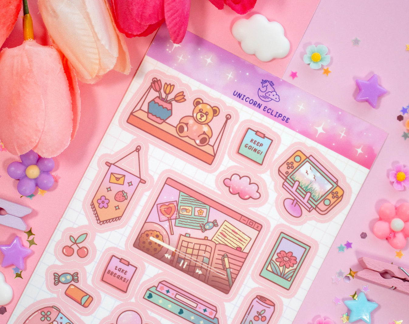 Study Break Sticker Sheet – Unicorn Eclipse
