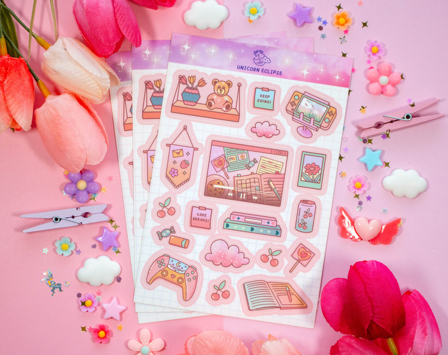Study Break Sticker Sheet – Unicorn Eclipse